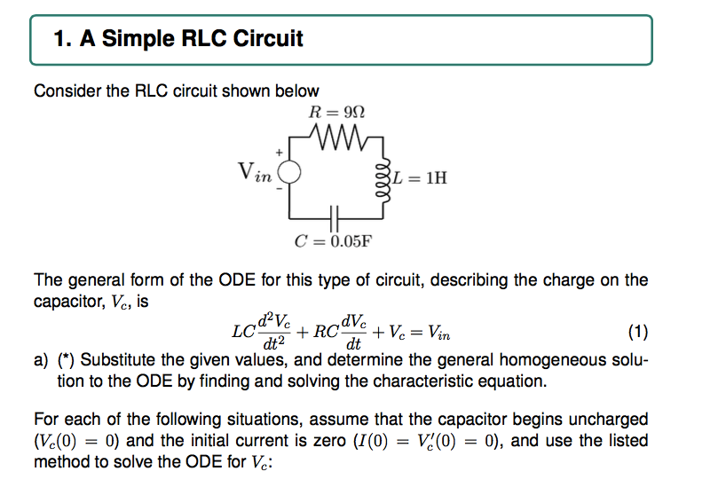 Solved Consider the RLC circuit shown below The general | Chegg.com