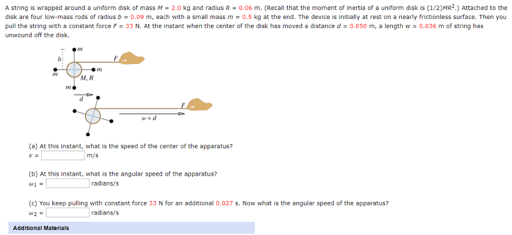 Solved A string is wrapped around a uniform disk of mass M- | Chegg.com