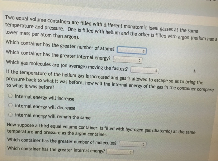Solved Two equal volume containers are filled with different | Chegg.com