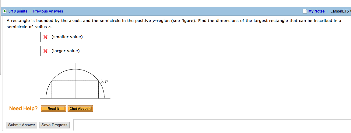Solved: A Rectangle Is Bounded By The X-axis And The Semic... | Chegg.com