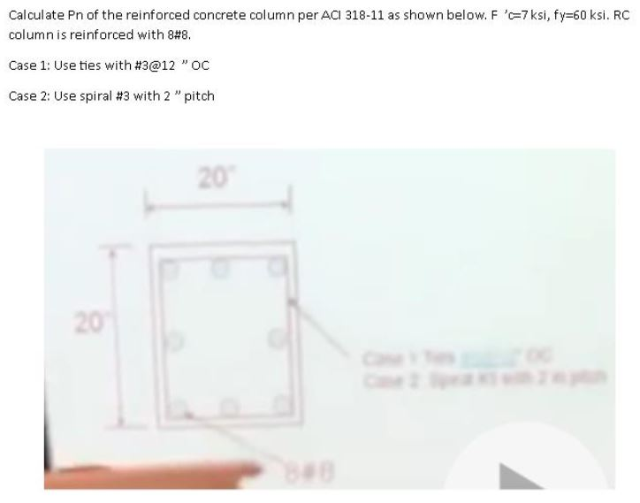 Solved Calculate Pn of the reinforced concrete column per | Chegg.com