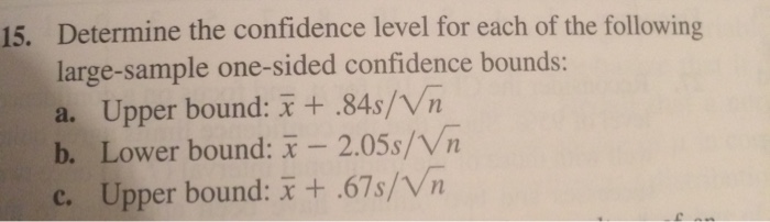 Solved Determine the confidence level for each of the | Chegg.com