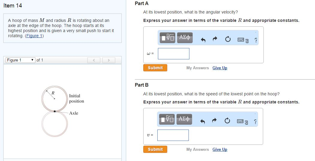 Solved A Hoop Of Mass M And Radius R Is Rotating About An