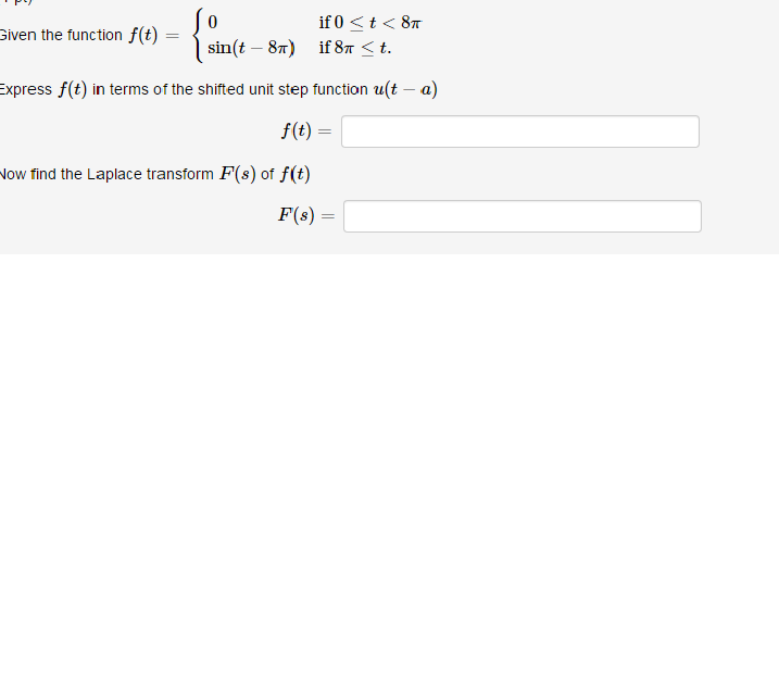 Solved Given The Function Express F T In Terms Of The