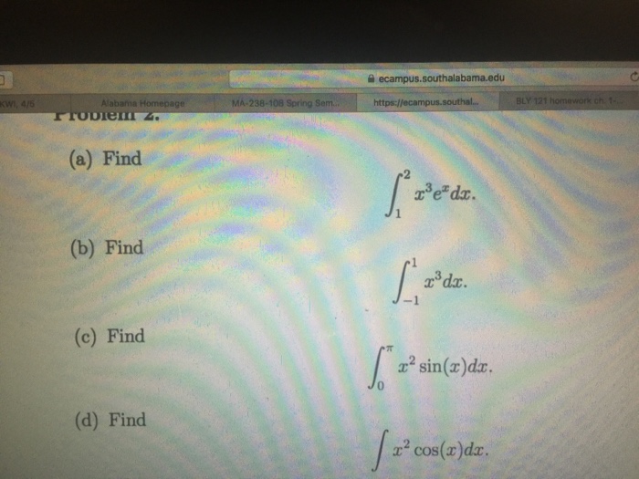 Solved Find integral^2_1 x^3 e^x dx. Find integral^1_-1 | Chegg.com