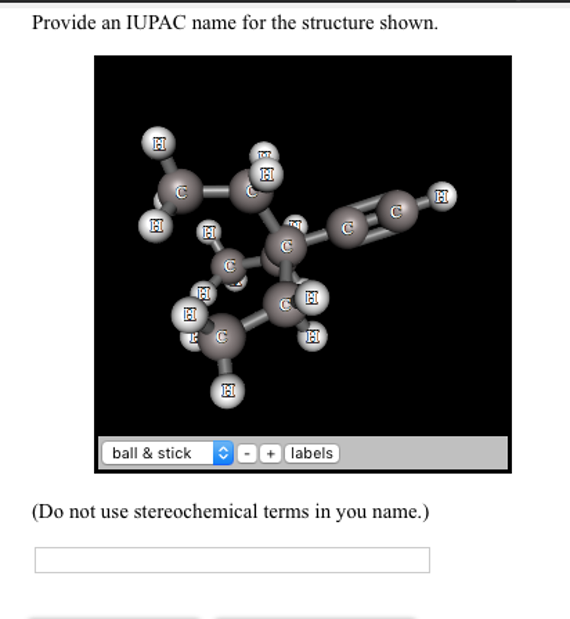 Solved Provide an IUPAC name for the structure shown ball & | Chegg.com