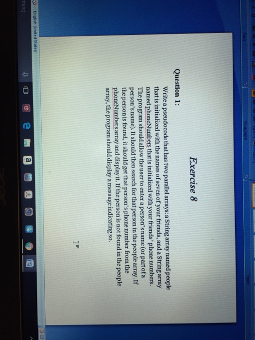 Solved Write A Pseudo Code That Has Two Parallel Arrays A 