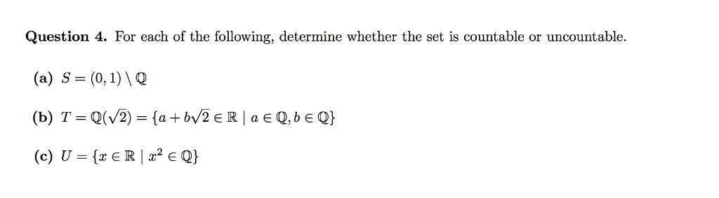 Solved For each of the following, determine whether the set | Chegg.com