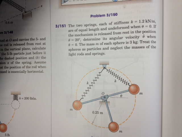 Solved The two springs, each of stiffness k = 1.2kN/m, are | Chegg.com