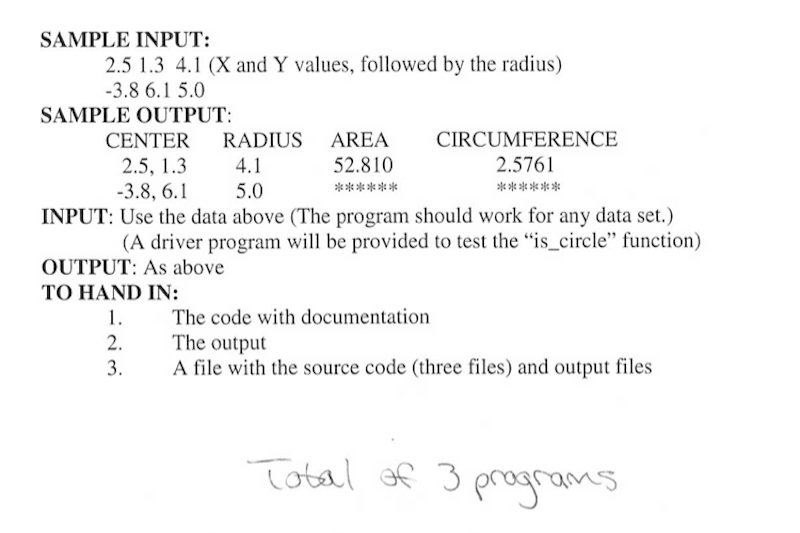 Solved SAMPLE INPUT: 2.5 1.3 4.1 (X and Y values, | Chegg.com