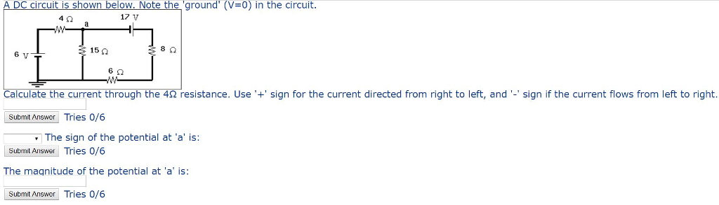Solved A DC circuit is shown below. Note the 'ground' (V=0) | Chegg.com