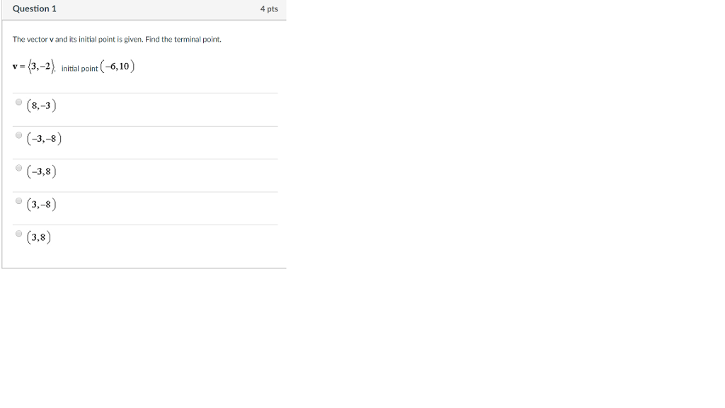 Solved The vector v and its initial point is given. Find the | Chegg.com