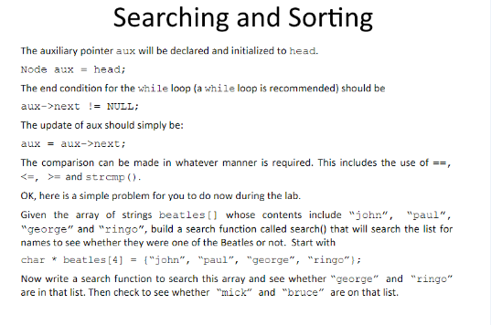 Solved Searching and Sorting The auxiliary pointer aux will | Chegg.com