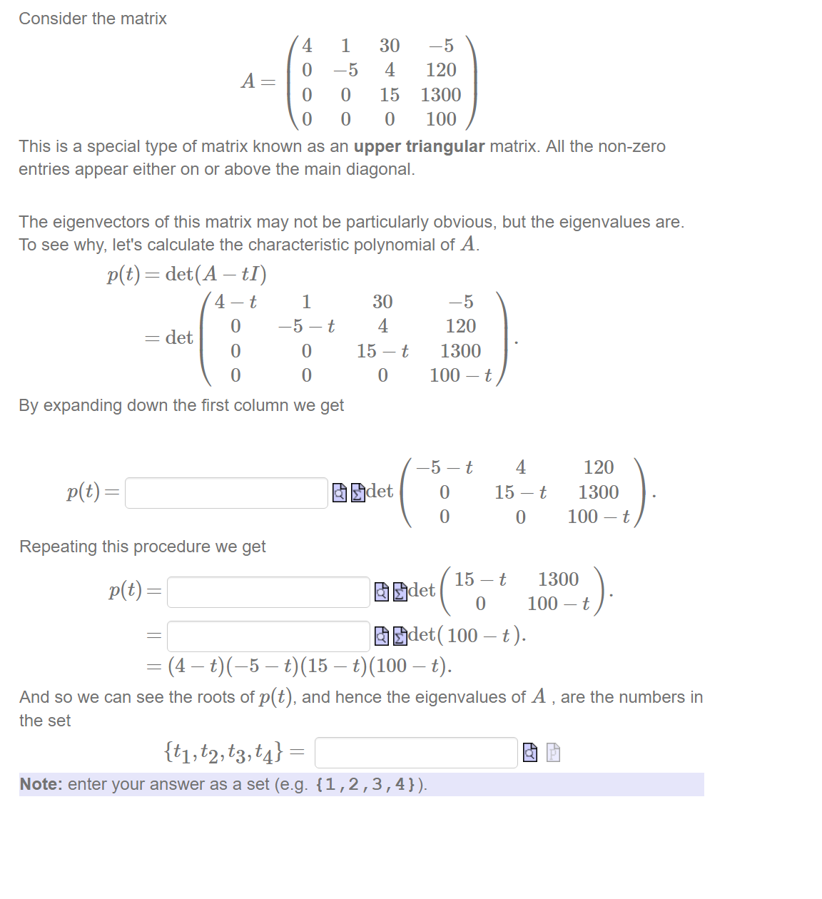 Solved Consider The Matrix 4 1 30 5 0 5 4 120 0 15 1300 0