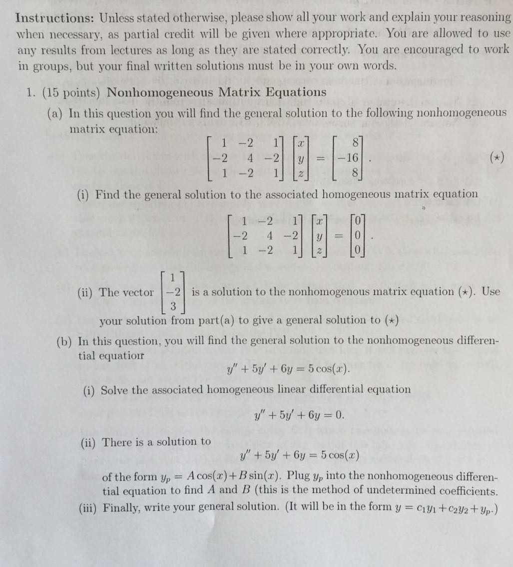 Solved Instructions: Unless stated otherwise, please show | Chegg.com