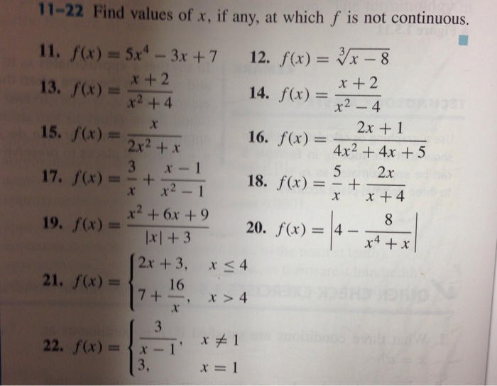 Solved Find values of x, if any, at which f is not | Chegg.com