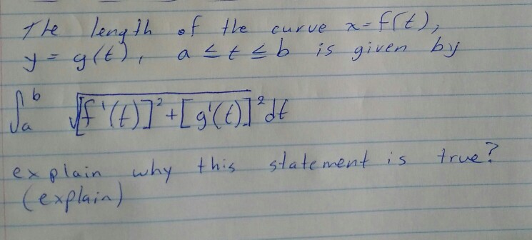 Solved The length of the curve lambda = f(t), y = g(t), a | Chegg.com