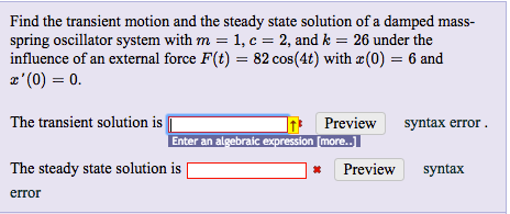 Solved Find the transient motion and the steady state | Chegg.com