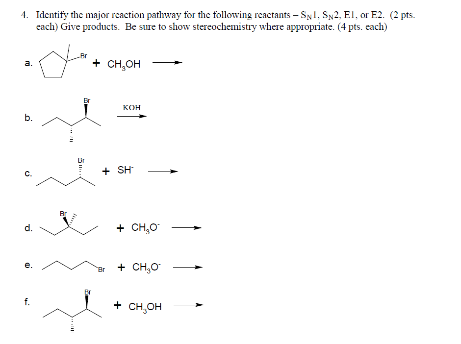Solved Identify the major reaction pathway for the following | Chegg.com