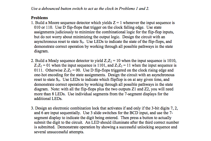 Build A Moore Sequence Detector Which Yields Z 1