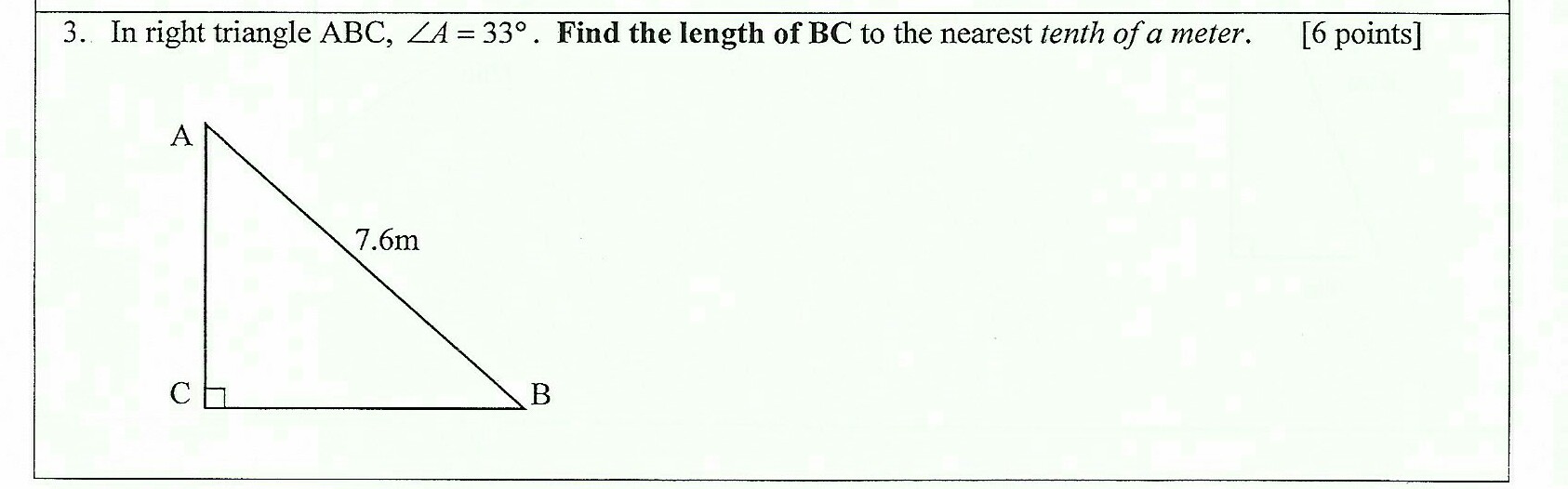 Solved In right triangle ABC, angle A = 33 degree. Find the | Chegg.com