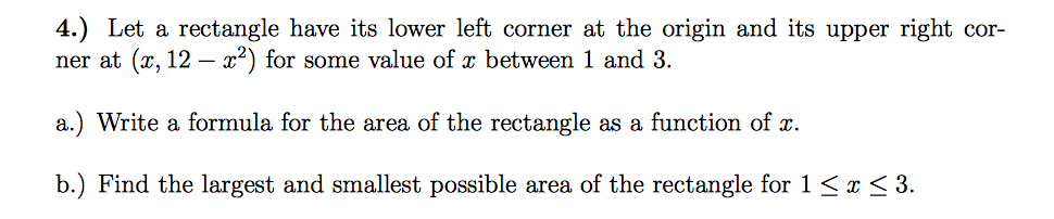 Solved Let a rectangle have its lower left corner at the | Chegg.com