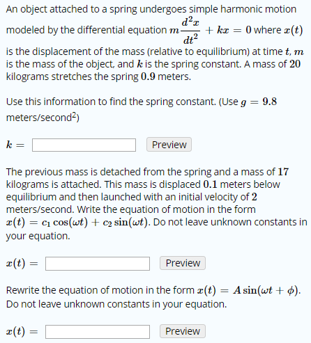 Solved An object attached to a spring undergoes simple | Chegg.com