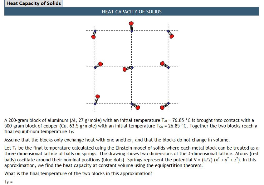 Solved Heat Capacity of Solids HEAT CAPACITY OF SOLIDS A | Chegg.com