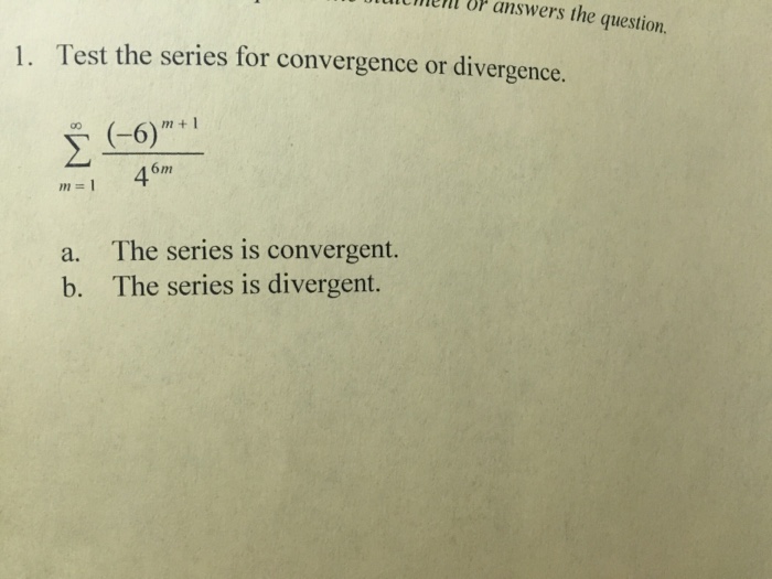 Solved Test the series for convergence or divergence. | Chegg.com
