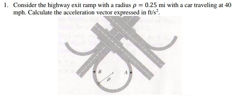 Solved Consider the highway exit ramp with a radius p 0.25 | Chegg.com