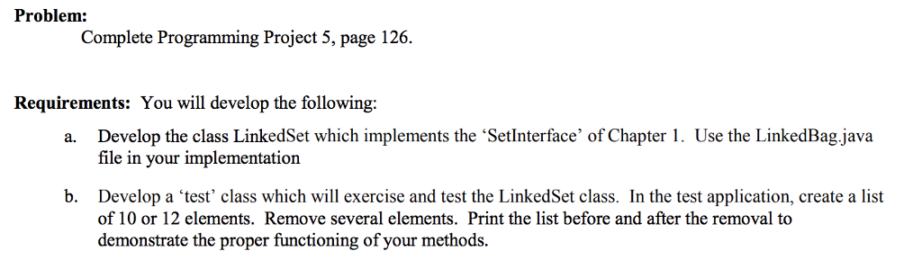 Solved Problem: Complete Programming Project 5, page 126. | Chegg.com