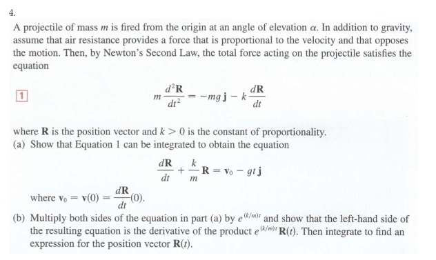 Solved A projectile of mass m is fired from the origin at an | Chegg.com