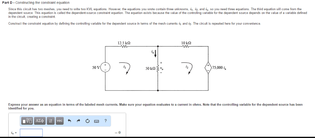 Solved Since this circuit has two meshes you need to write | Chegg.com