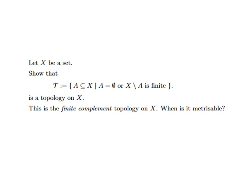 Solved Let X be a set. Show that is a topology on X This is | Chegg.com