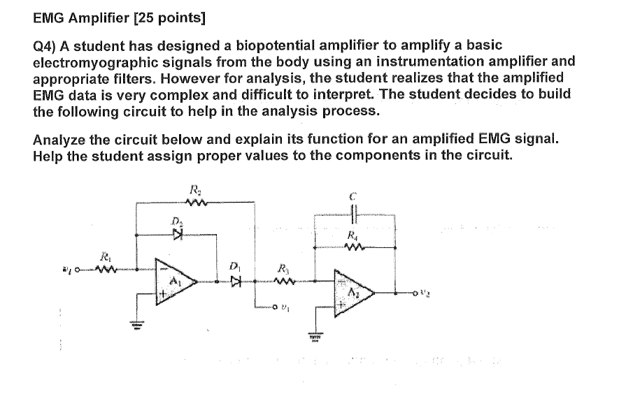 Solved A Student has designed a biopotential amplifier to | Chegg.com
