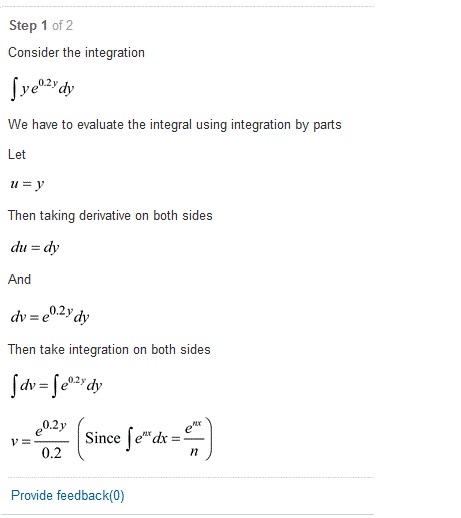 Solved Step 1 of2 Consider the integration 0.2y We have to | Chegg.com