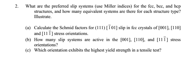 Solved What are the preferred slip systems (use Miller | Chegg.com