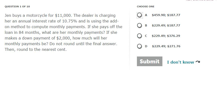 Compute the monthly payments for an add-on interest | Chegg.com