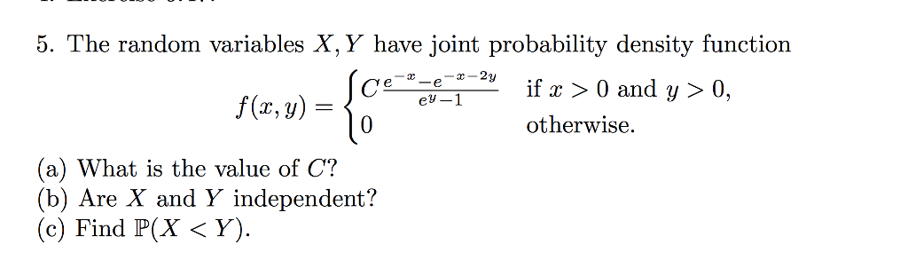 Solved 5. The random variables X, Y have joint probability | Chegg.com