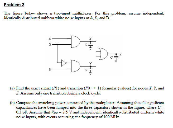 Solved The figure below shows a two-input multiplexer. For | Chegg.com