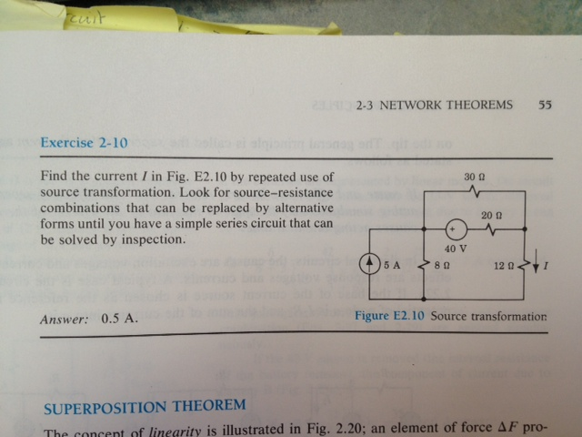 Solved Find the current I in Fig. E2.10 by repeated use of | Chegg.com
