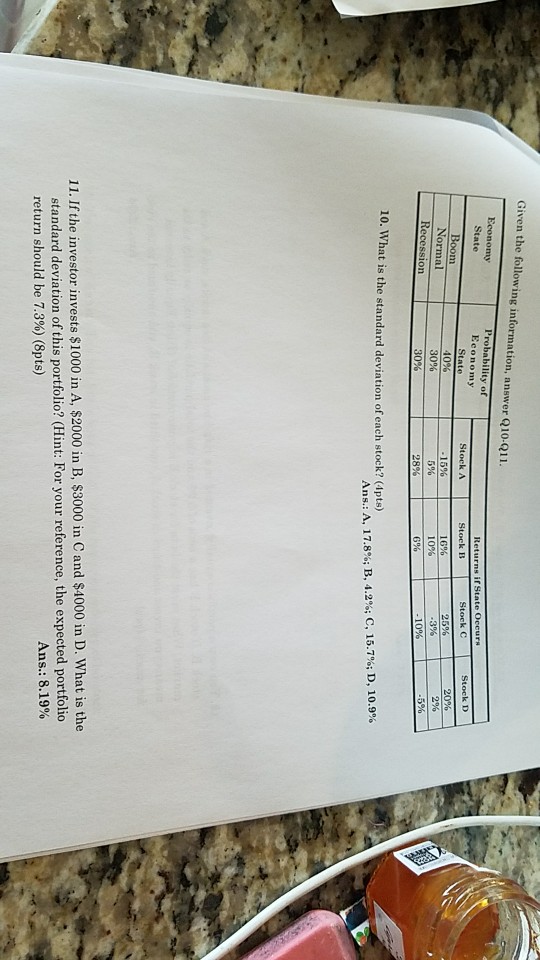 Solved Given the following information, answer Q10-Q11 | Chegg.com