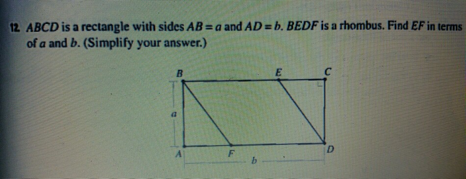Solved t2 ABCD is a rectangle with sides AB - a and AD - b. | Chegg.com