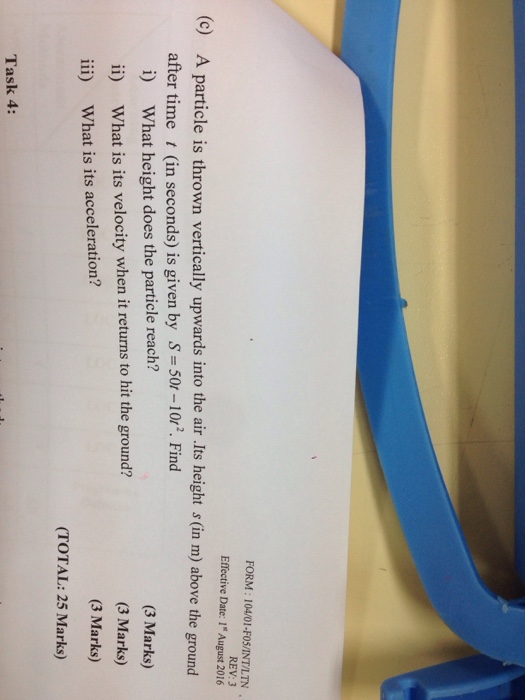 Solved A particle is thrown vertically upwards into the air. | Chegg.com