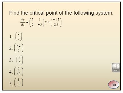 Solved Find the critical point of the following system. | Chegg.com
