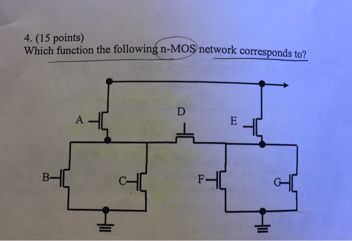 Solved Which function the following n-MOS network | Chegg.com