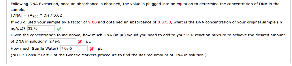 Following DNA Extraction, once an absorbance is | Chegg.com