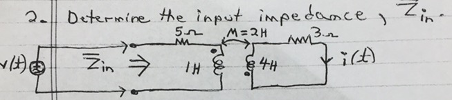 Solved Determine the input impedance, Zin. | Chegg.com