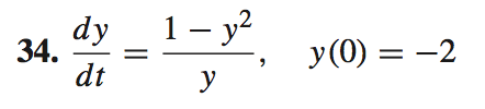 Solved dy/dt = 1 - y^2/y, y(0) = -2 | Chegg.com