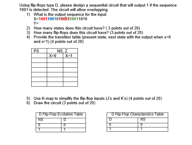 Solved Using flip-flops type D, please design a sequential | Chegg.com